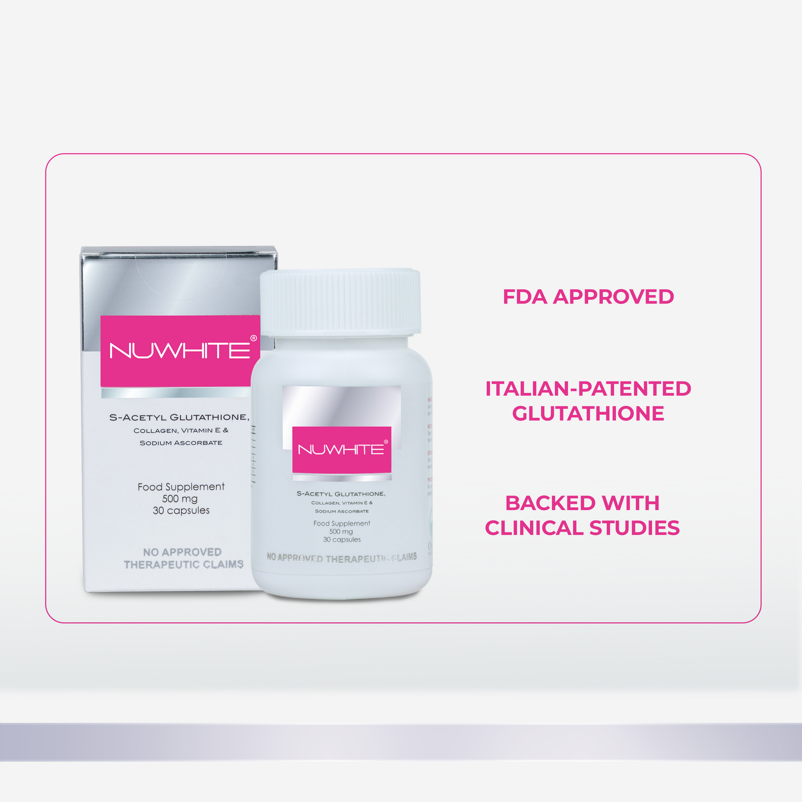 Nuwhite S-Acetyl Glutathione 1 Bottle WITH FREE NUWHITE WHITENING VITA